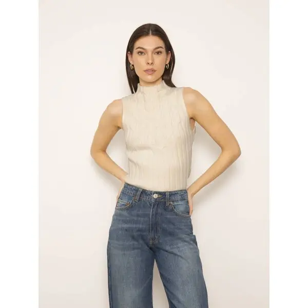 Central Park West Palma Sleeveless Turtleneck - Ivory