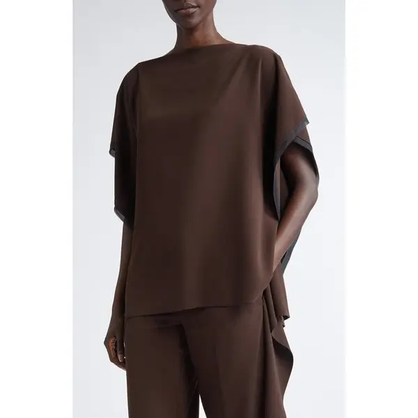 JASON WU Organza Trim Asymmetric Top - Bark
