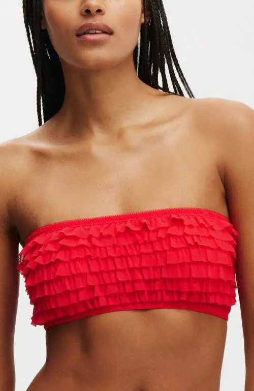 Cotton:on Rara Ruffle Bandeau - Raspberry