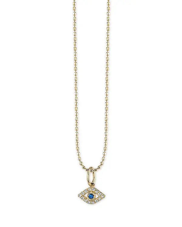 SYDNEY EVAN 14k Yellow Diamond And Sapphire Evil Eye Necklace