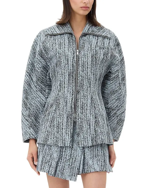 GANNI Tweed Jacket With Curve Sleeves