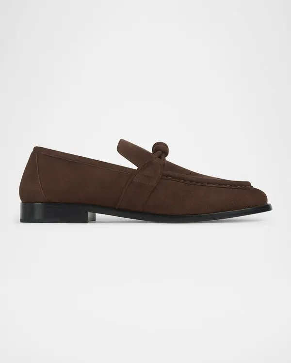 Bottega Veneta Astaire Suede Knot Loafers - Bark