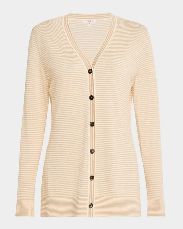 Lafayette 148 New York Striped Cashmere Cardigan