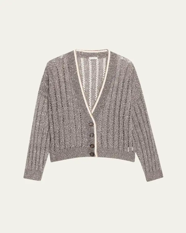 Brunello Cucinelli Micro Sequined Cardigan - Medium Grey
