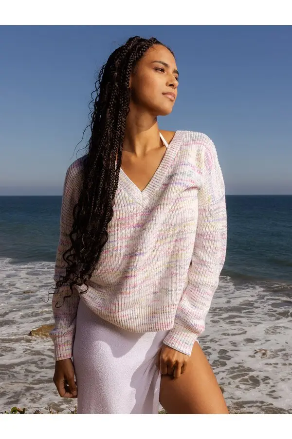 27 Miles Malibu Minnie Multi Color V-neck Sweater