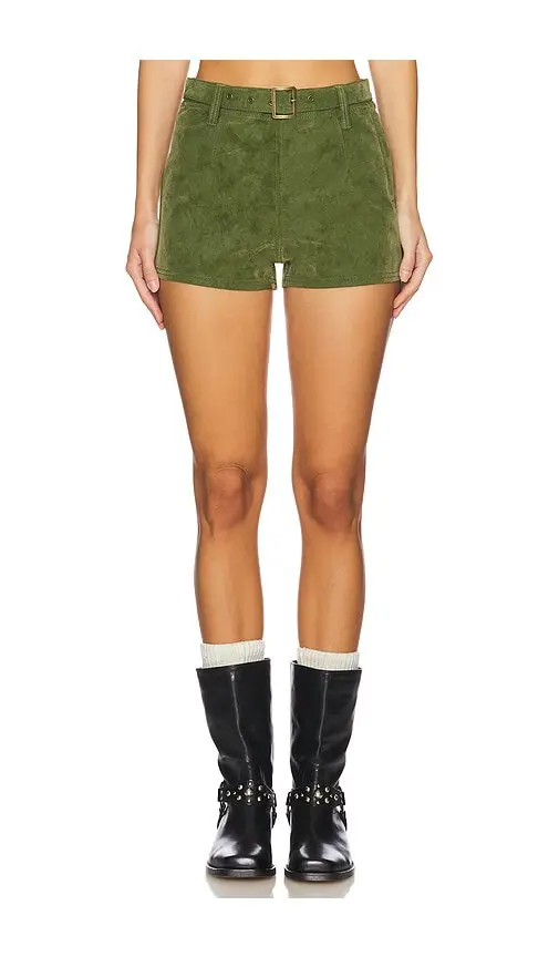 Free People Jada Suede Micro Short - Chives
