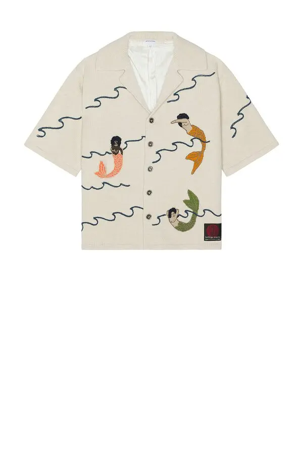 Bottega Veneta Button Down Mermaid Shirt In Beige