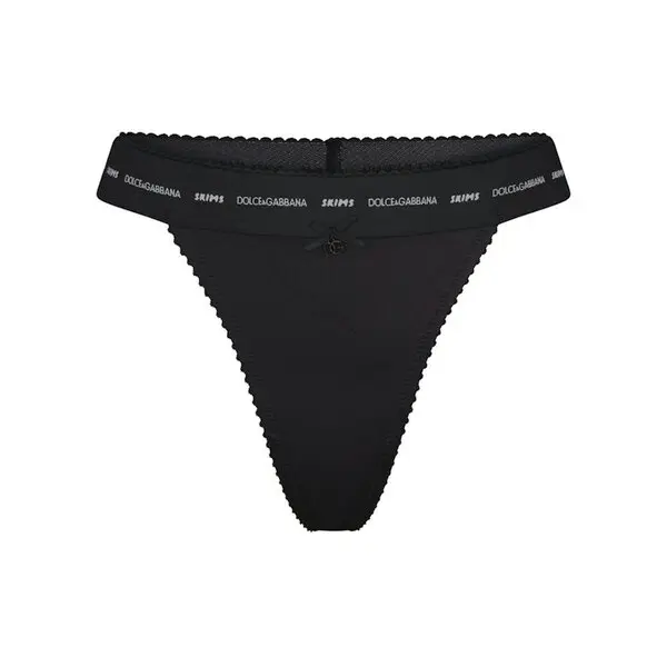 SKIMS X Dolce&gabbana Stretch Satin Thong - Onyx