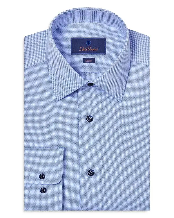 David Donahue Slim Fit Textured Dress Shirt - Blue