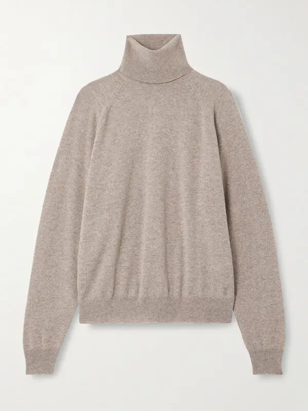 Saint Laurent Cashmere Turtleneck Relaxed Sweater - Neutrals