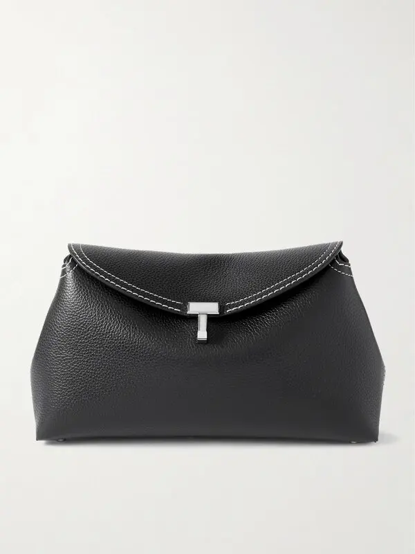 TOTÊME T-lock Textured-leather Clutch - Black