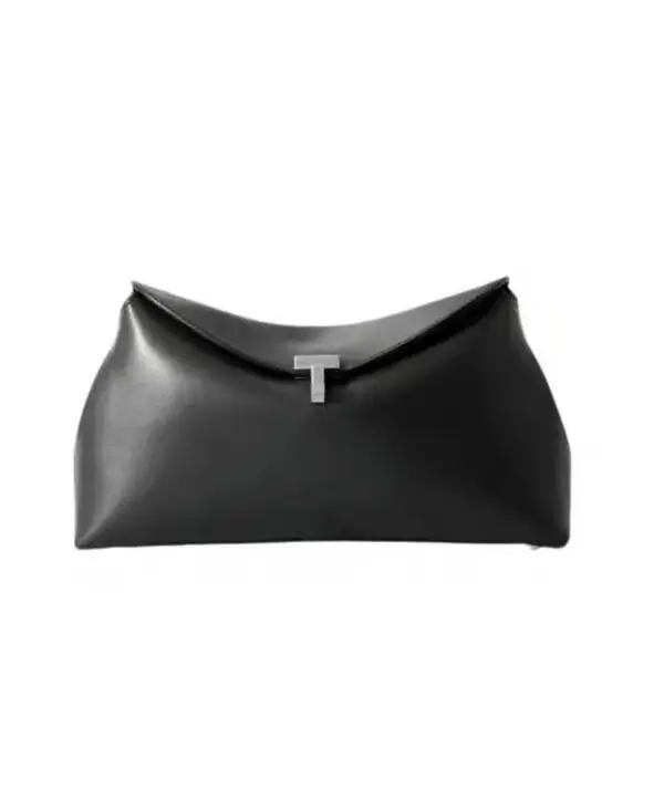 TOTÊME T-lock Leather Clutch - Gray