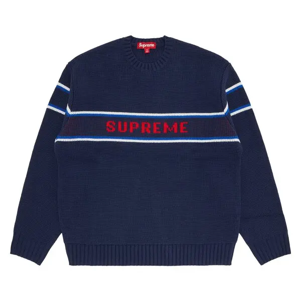 Supreme Striped Crewneck Sweater - Blue