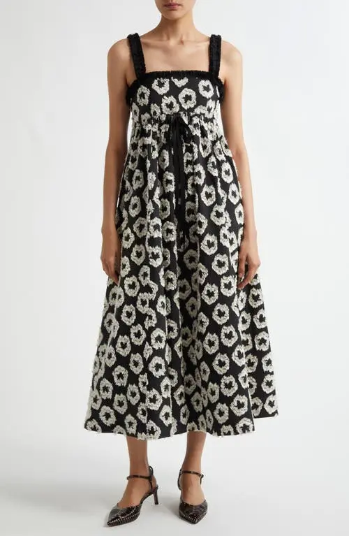 Ulla Johnson Mira Fray Trim Printed Maxi Dress