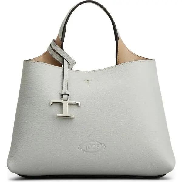 TOD'S Micro Leather Top Handle Bag - Grey Natural