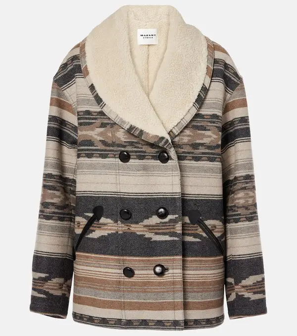 MARANT ETOILE Dorcas Faux Shearling-trimmed Pea Coat