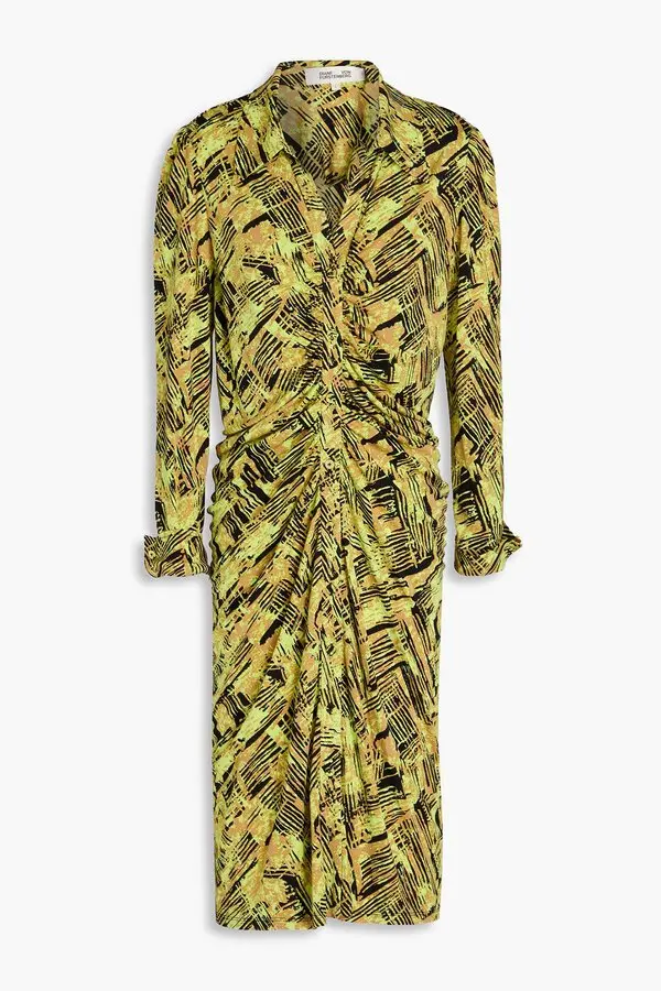Diane Von Furstenberg Sheska Printed Jersey Dress - Chartreuse