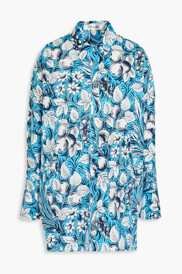 Diane Von Furstenberg Caleb Floral-print Cotton-blend Poplin Shirt