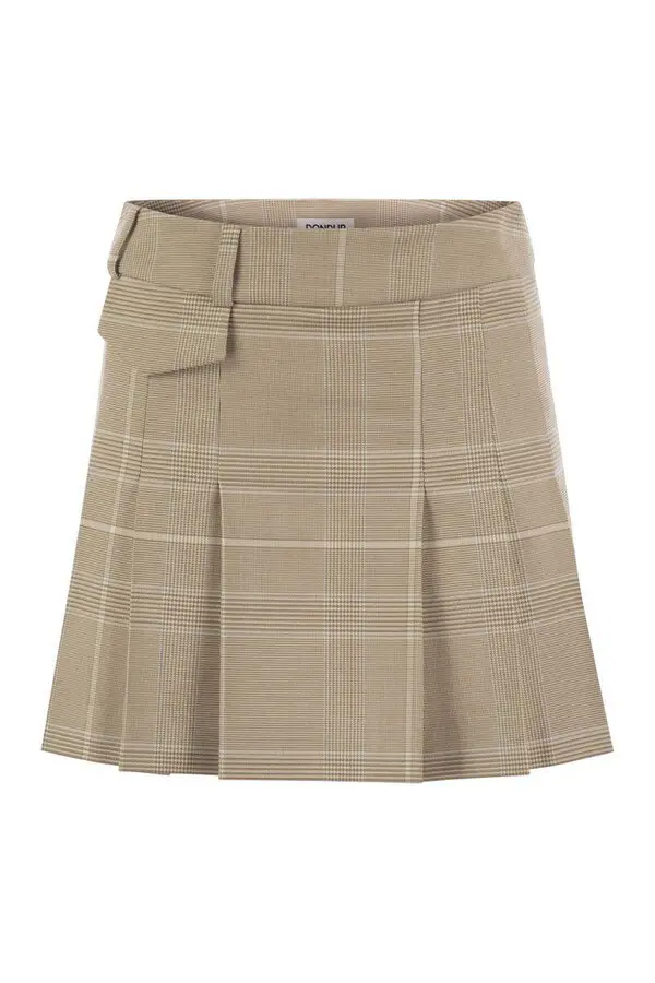 DONDUP Prince Of Wales Pleated Mini Skirt - Beige