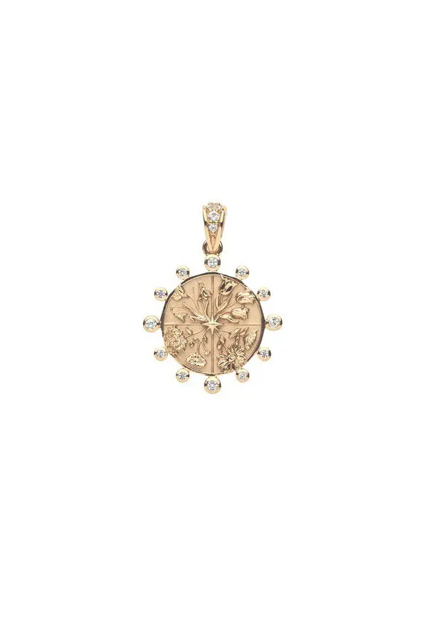 JANE WIN Hope Petite Embellished Coin Pendant
