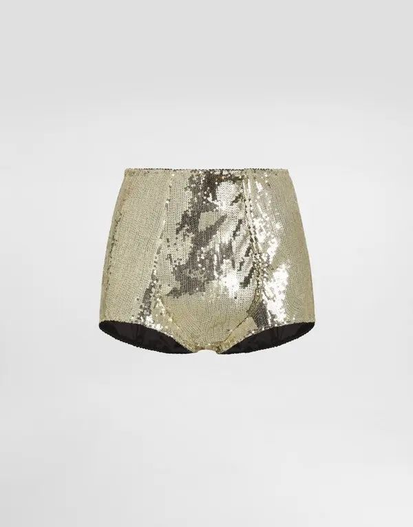 Dolce & Gabbana Sequined High-waisted Panties - Gold