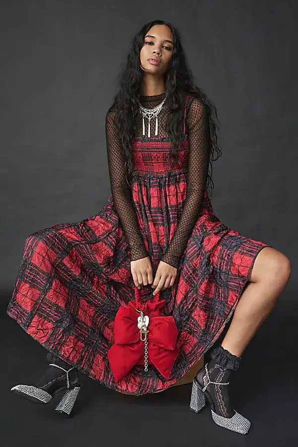 Free People Holly Plaid Maxi Dress In Holiday Combo - 60% Off | Editorialist