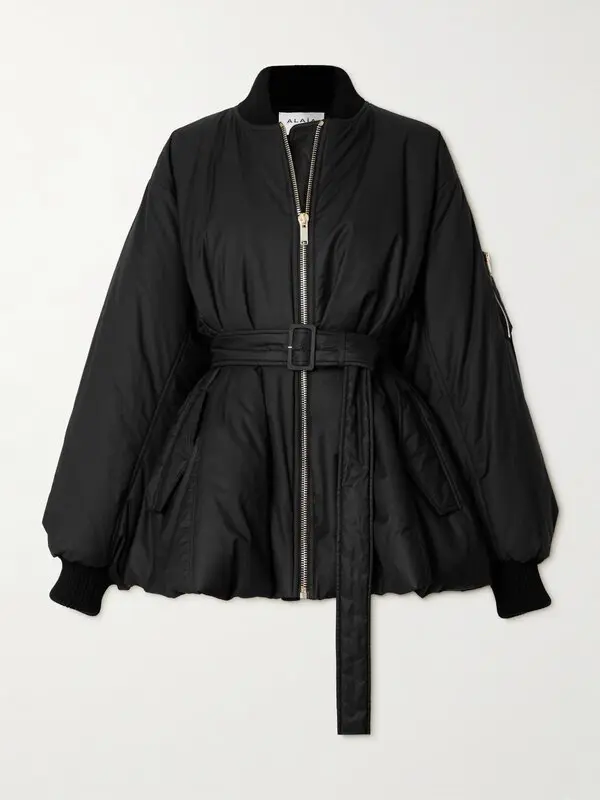 Alaïa Belted Twill Peplum Jacket - Black