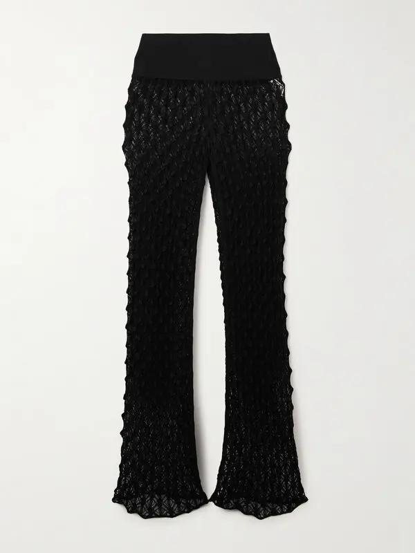 Alaïa Open-knit Straight-leg Pants - Black
