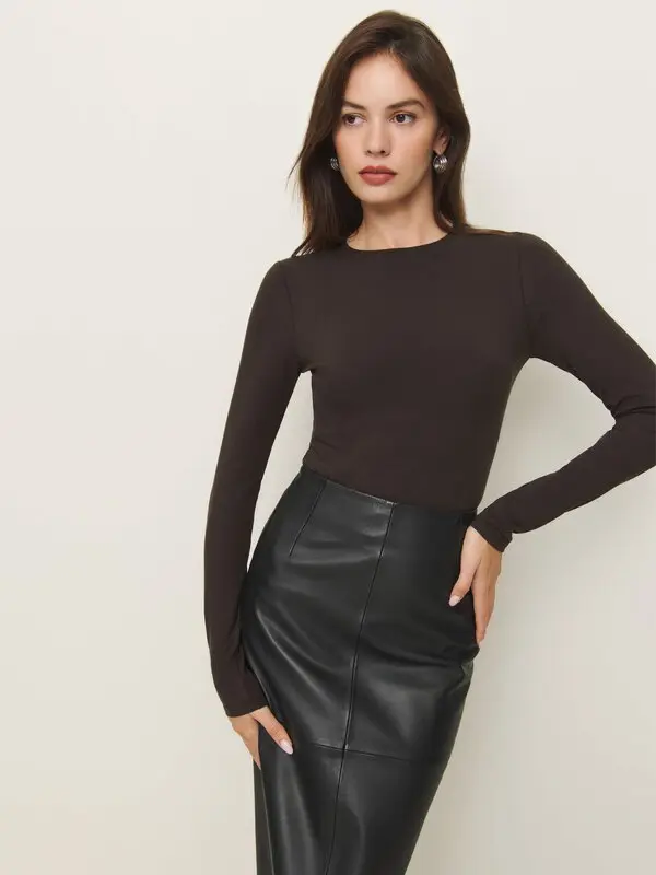 REFORMATION Emma Knit Bodysuit - Mole