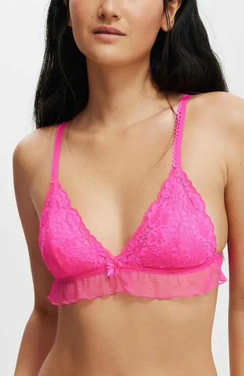 Cotton:on Holly Lace Triangle Padded Bralette - Charming Pink