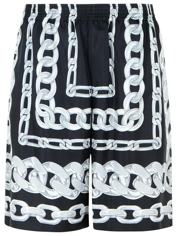 Versace Chains' Silk Bermuda Shorts - Black