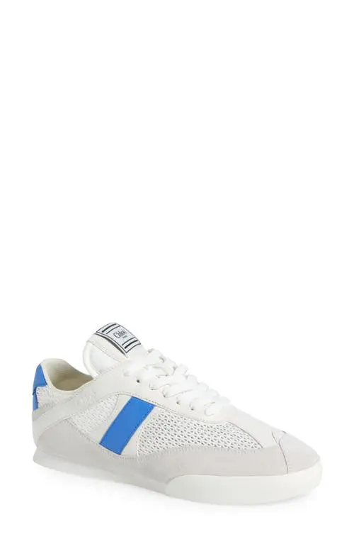 Chloé Kick Leather & Mesh Sneaker - White/ Blue