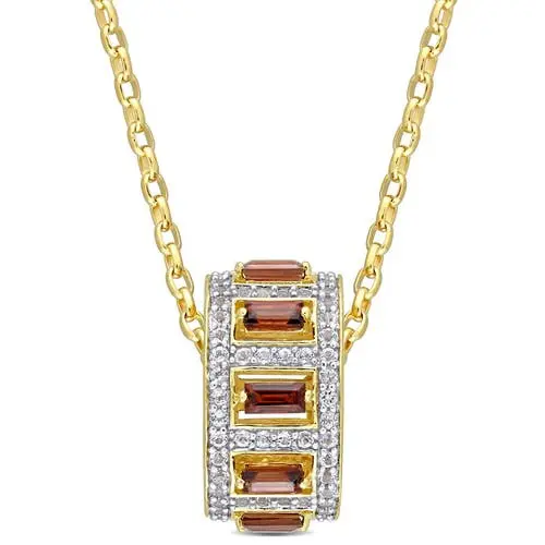 JULIANNA B. Gemstone And White Topaz Pendant Necklace - Garnet/yellow Plated