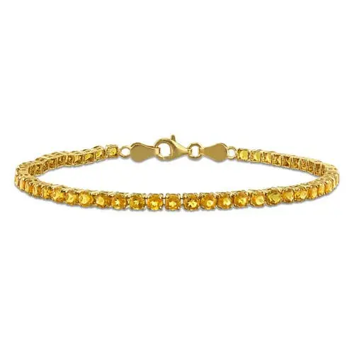 JULIANNA B. Gemstone Tennis Bracelet In Sterling Silver - Citrine/yellow-plated