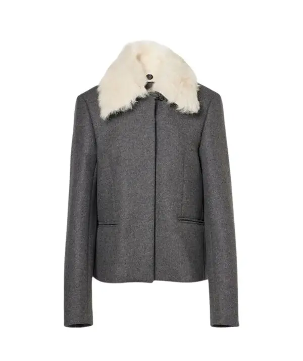 TOTÊME Shearling-trimmed Wool-blend Jacket - Grey
