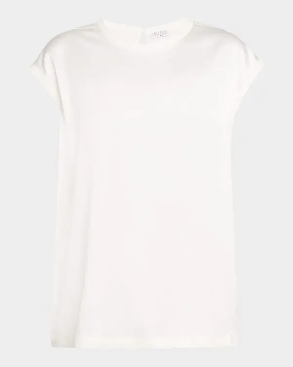 Brunello Cucinelli Cap-sleeve Satin Top - Natural