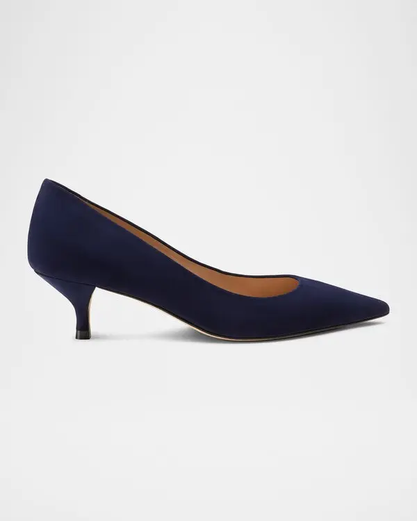 STUART WEITZMAN Suede Kitten Pumps - Black