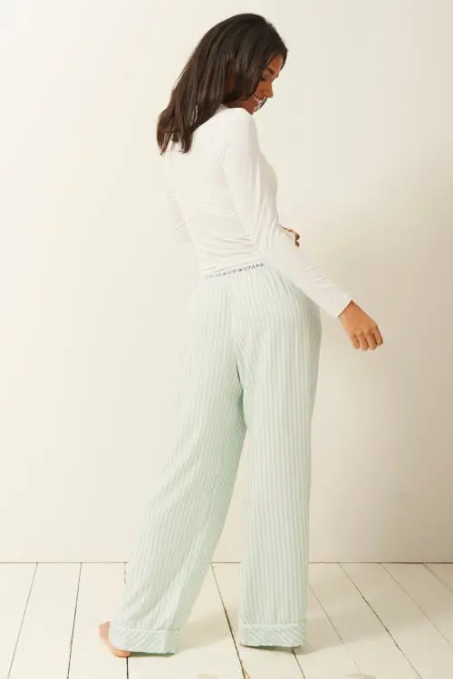 STRIPE & STARE Ecovero Pyjama Bottoms - Opal Stripe