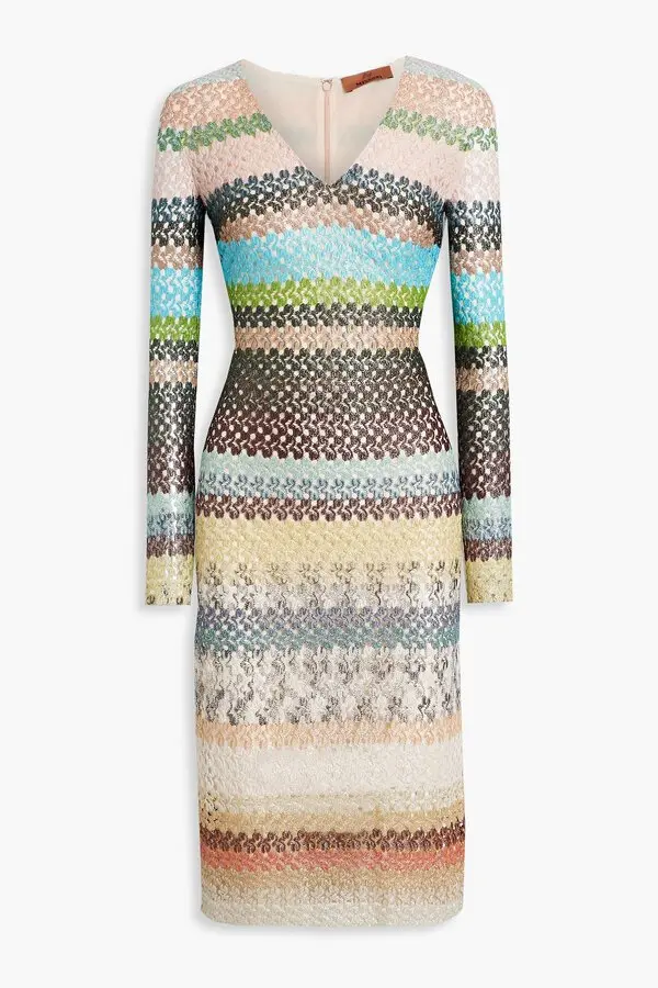 Missoni Metallic Crochet-Knit Dress In Pastel Pink - 50% Off | Editorialist