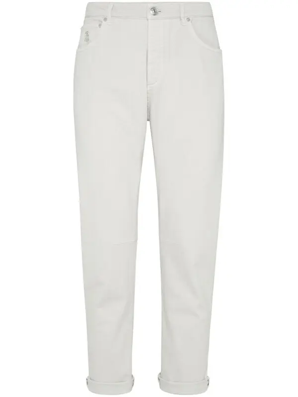 Brunello Cucinelli Garment-dyed Straight Leg Jeans - White