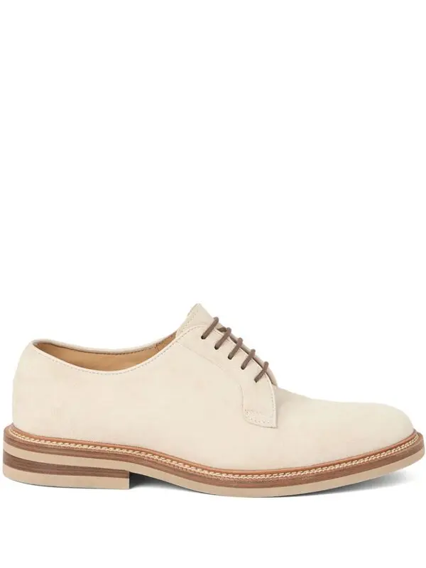 Brunello Cucinelli Suede Derby Shoes - Neutrals