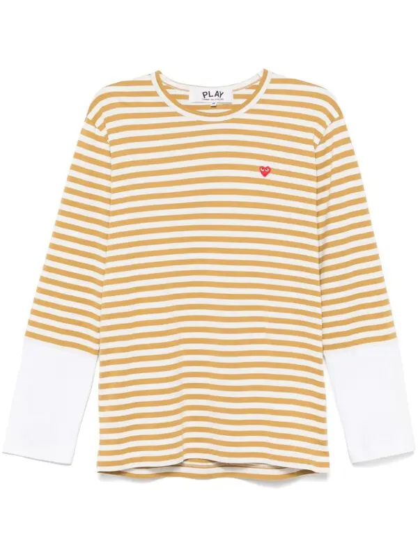 Play Comme Des Garcon Mini Heart-patch T-shirt - Yellow