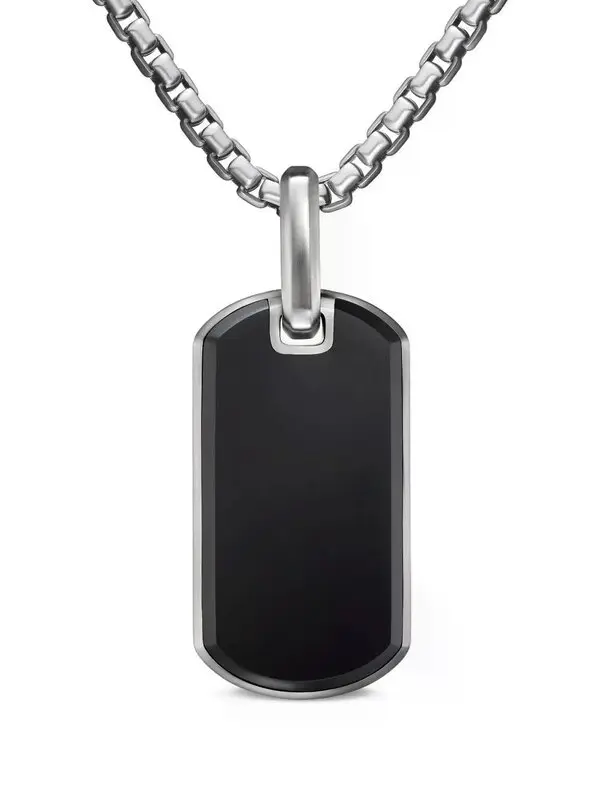 David Yurman Sterling Chevron Onyx Tag - Silver