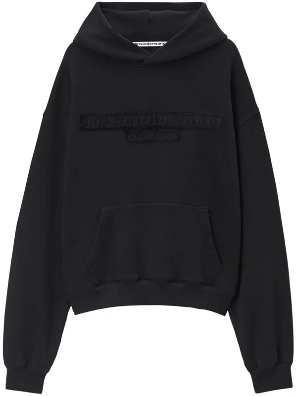 Alexander Wang Distressed-logo Hoodie - Black