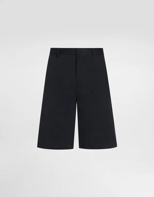 Dolce & Gabbana Stretch Cotton Shorts With Logo Tag - Blue