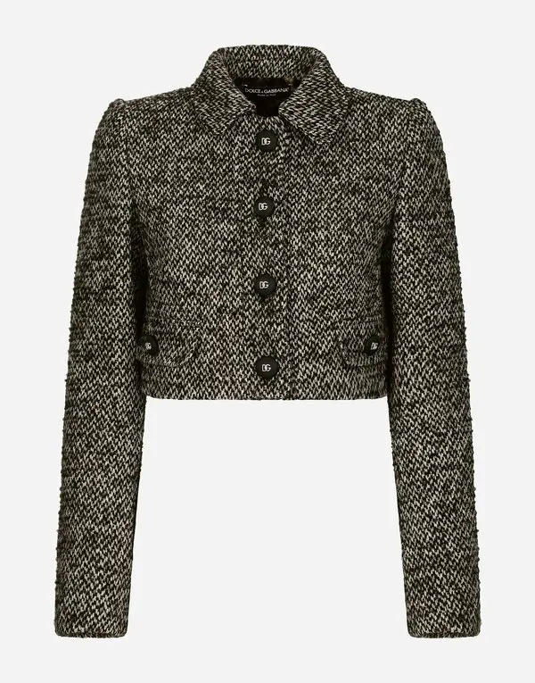 Dolce & Gabbana Cropped Speckled Tweed Jacket - Multicolor