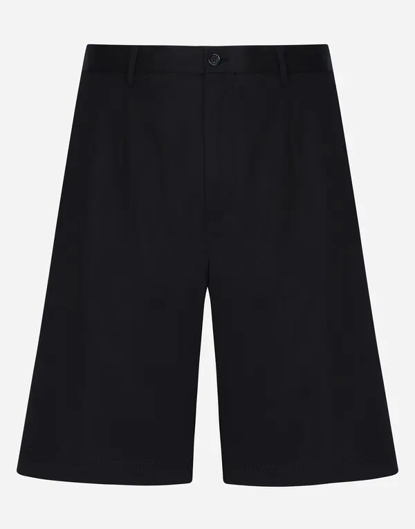 Dolce & Gabbana Stretch Cotton Shorts With Branded Tag - Black