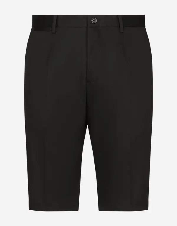 Dolce & Gabbana Stretch Cotton Shorts With Dg Embroidery - Blue