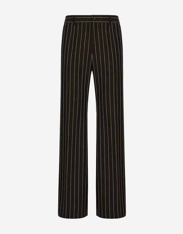 Dolce & Gabbana Pinstriped Wool Trousers - Brown