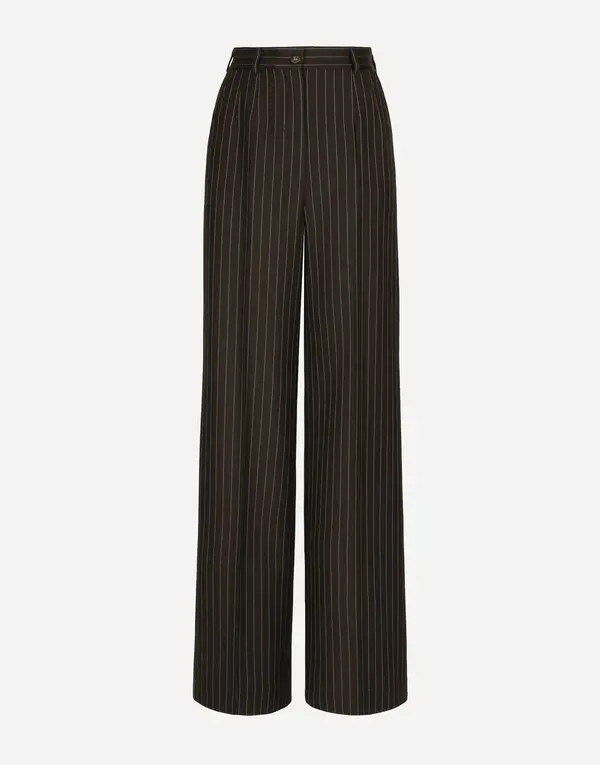 Dolce & Gabbana Pinstripe Wool Palazzo Pants - Multicolor
